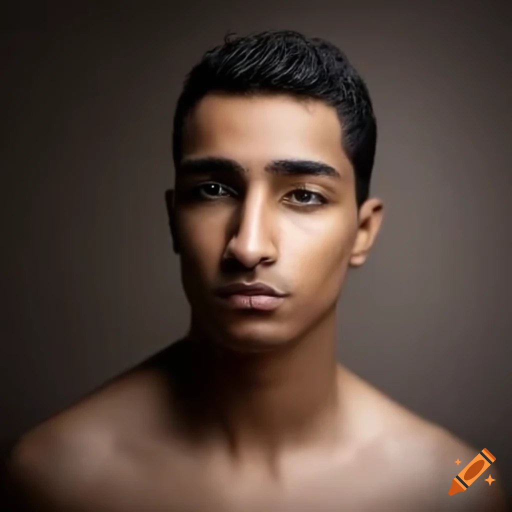 Portrait of a man with long nose, wavy black hair, and Arabic features ...