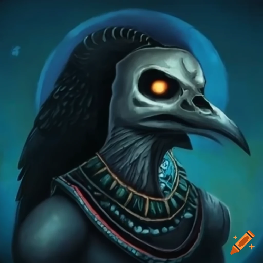 Egyptian god raven skull moon knight art