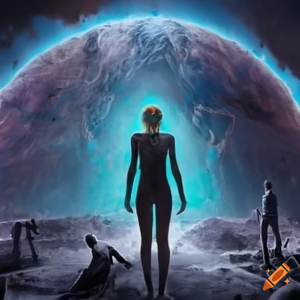 Conceptual art depicting the potential future of humanity