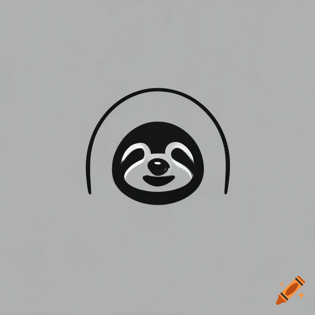 Minimalistic black and white sloth logo in lines