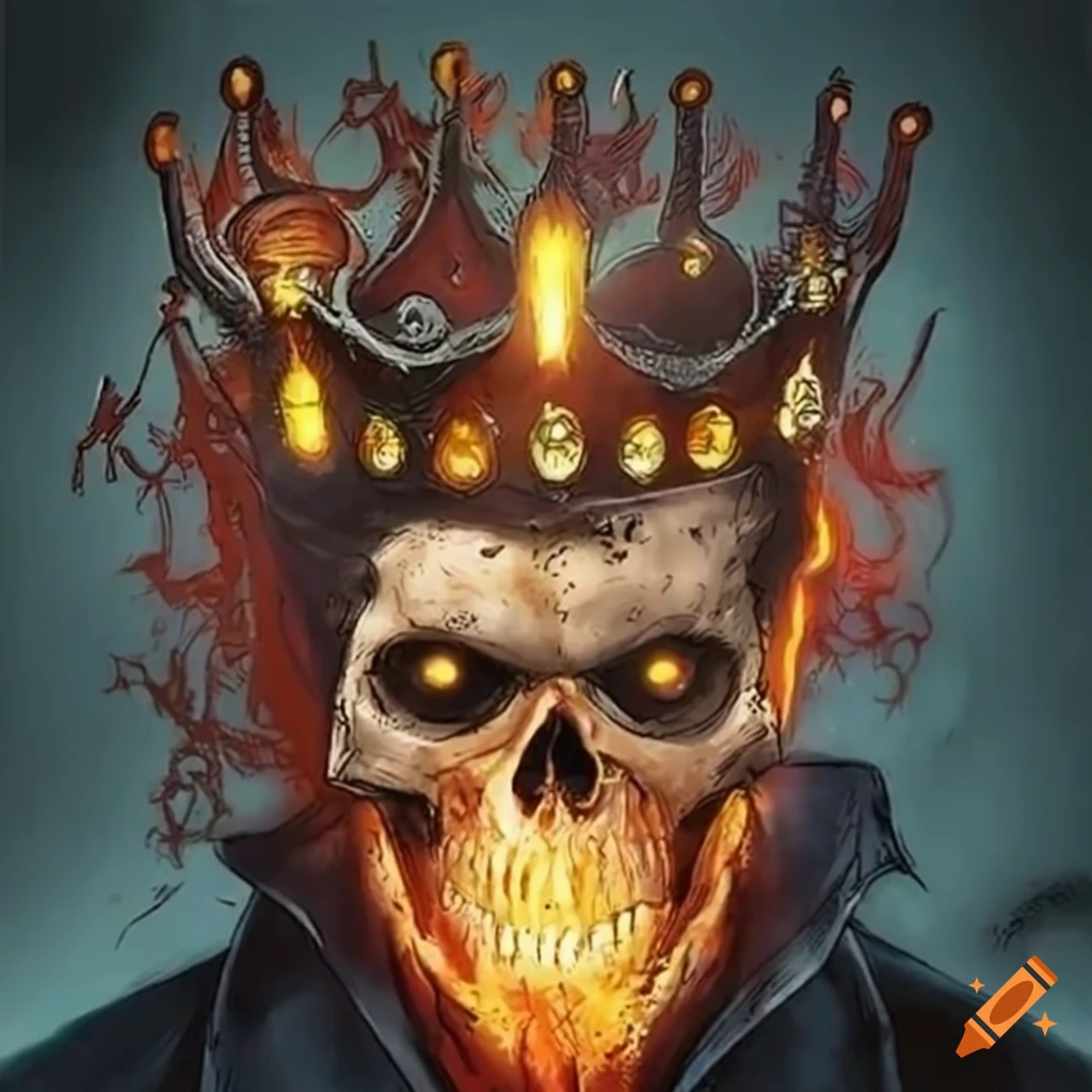 Ghost rider with melting crown on skull