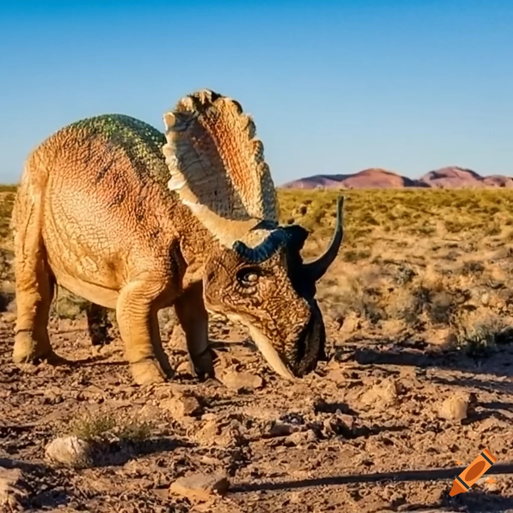 Protoceratops in arizona desert environment