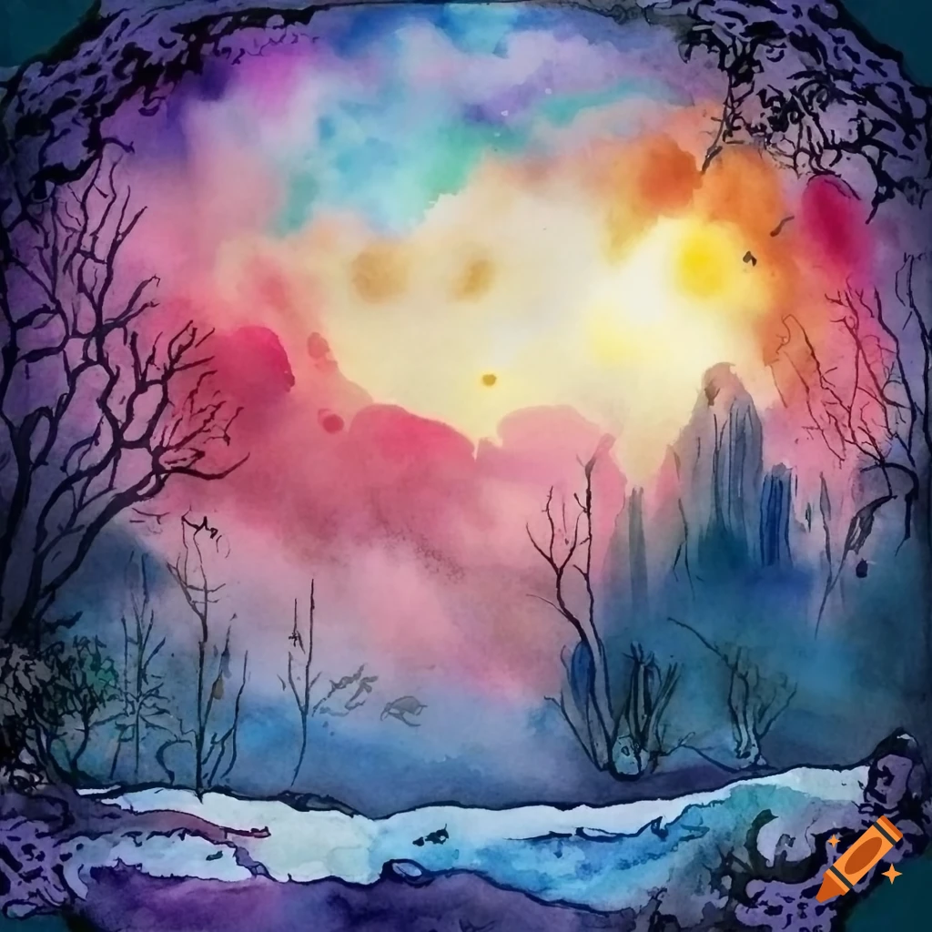 Eldritch and mystical landscape with capricorn under the winter solstice on Craiyon