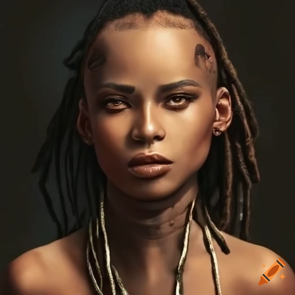 Powerful and beautiful female human monk with dreadlocks, wearing cape ...