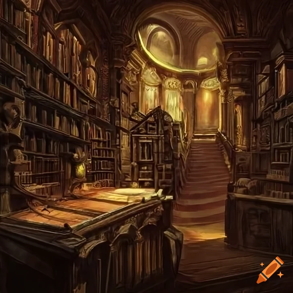 Library of the future in a medieval fantasy setting on Craiyon