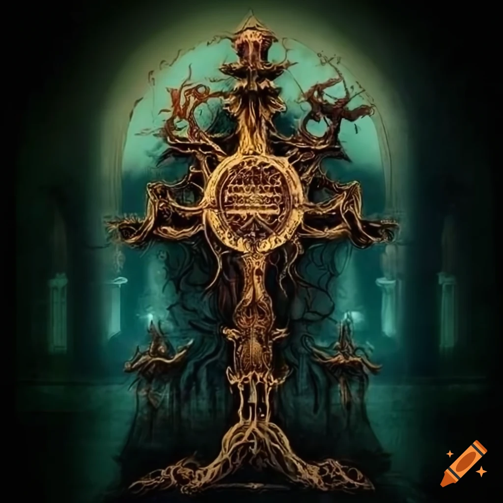 Medieval family tree with gothic elements and intricate symbols ...