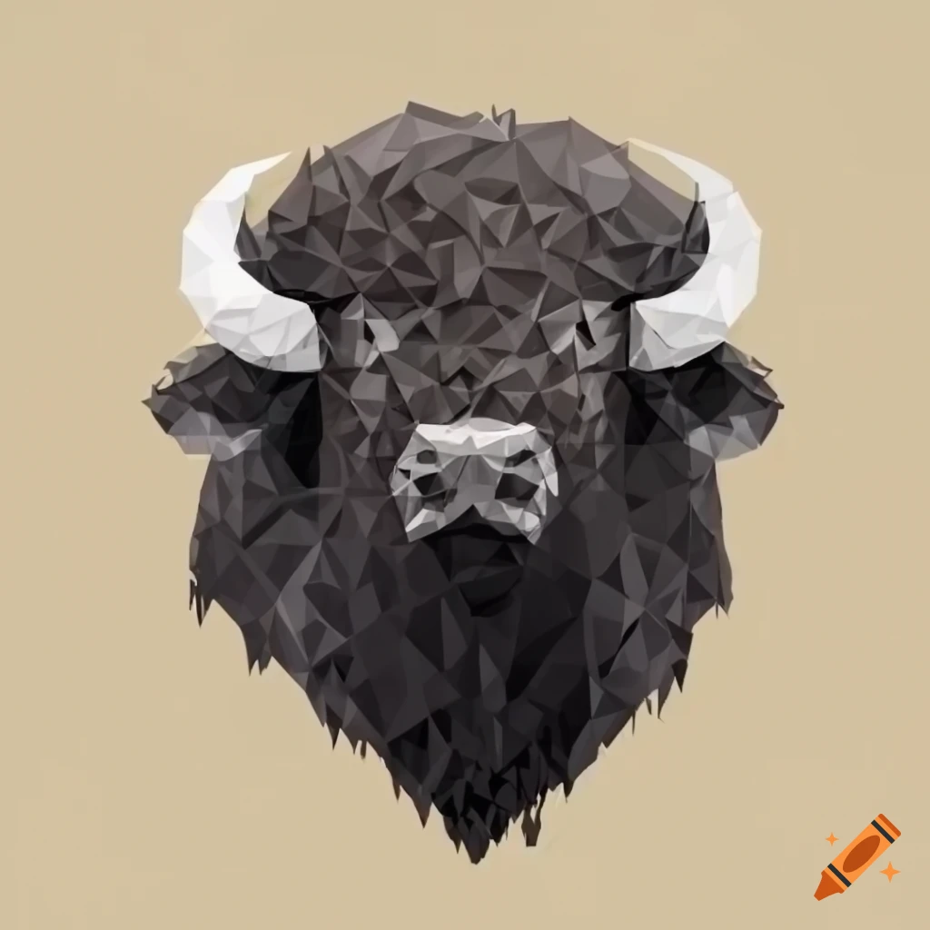 Low-poly triangle buffalo graphic