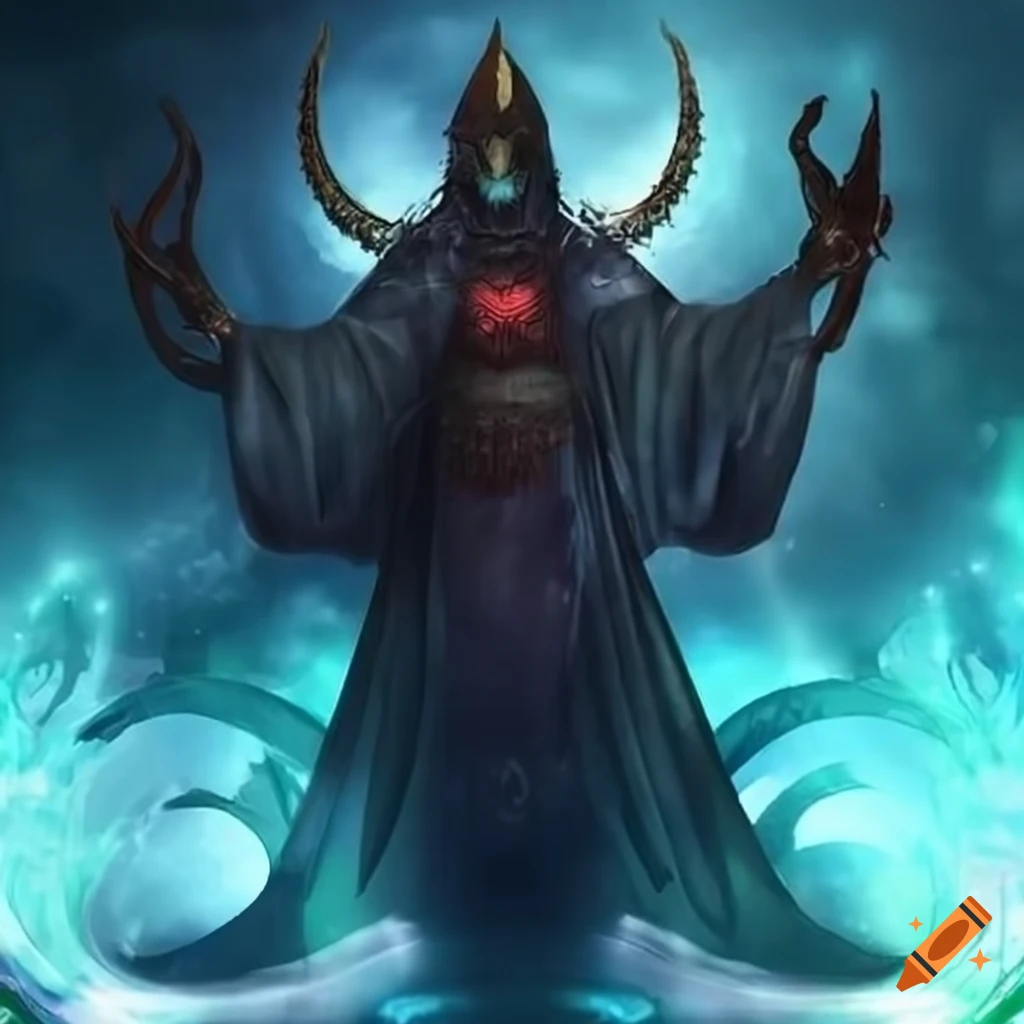 Ethereal and evil portrayal of the god of greed