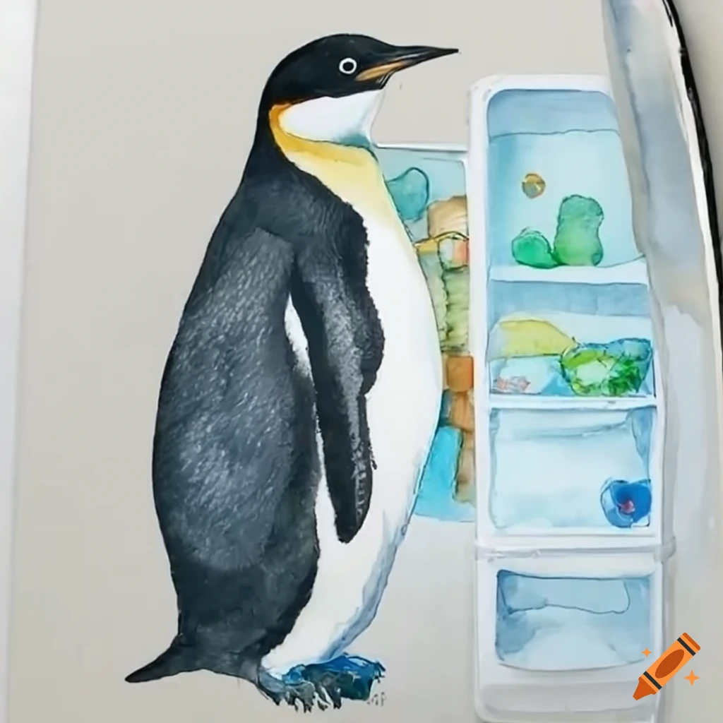 Penguin inside a fridge