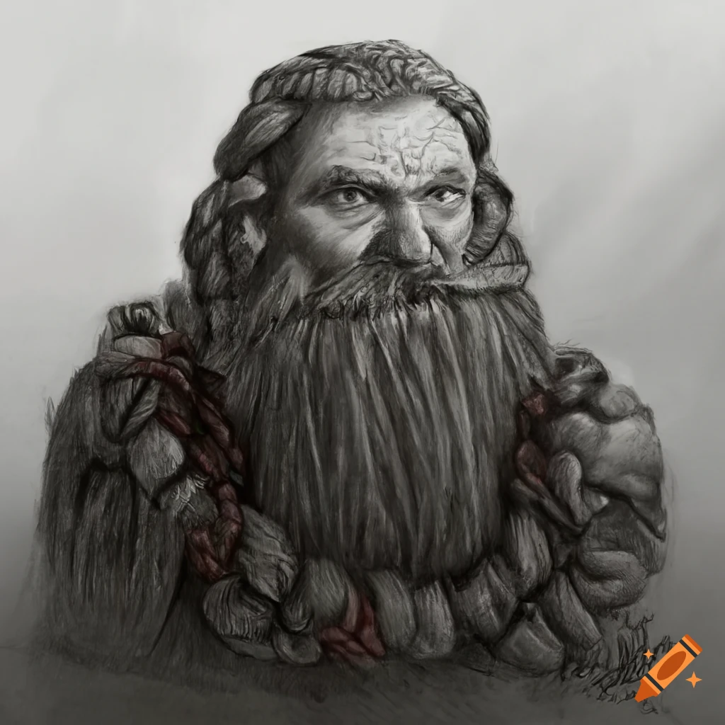 Dungeons and dragons dwarf eating a turnip in a realistic color drawing ...