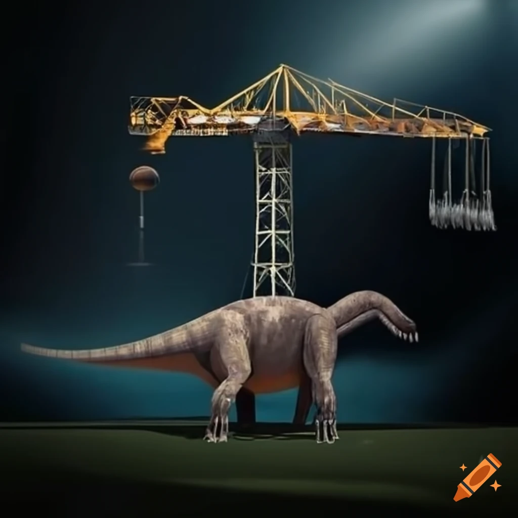 Illustration of a crane transforming into a prehistoric sauropod for ...