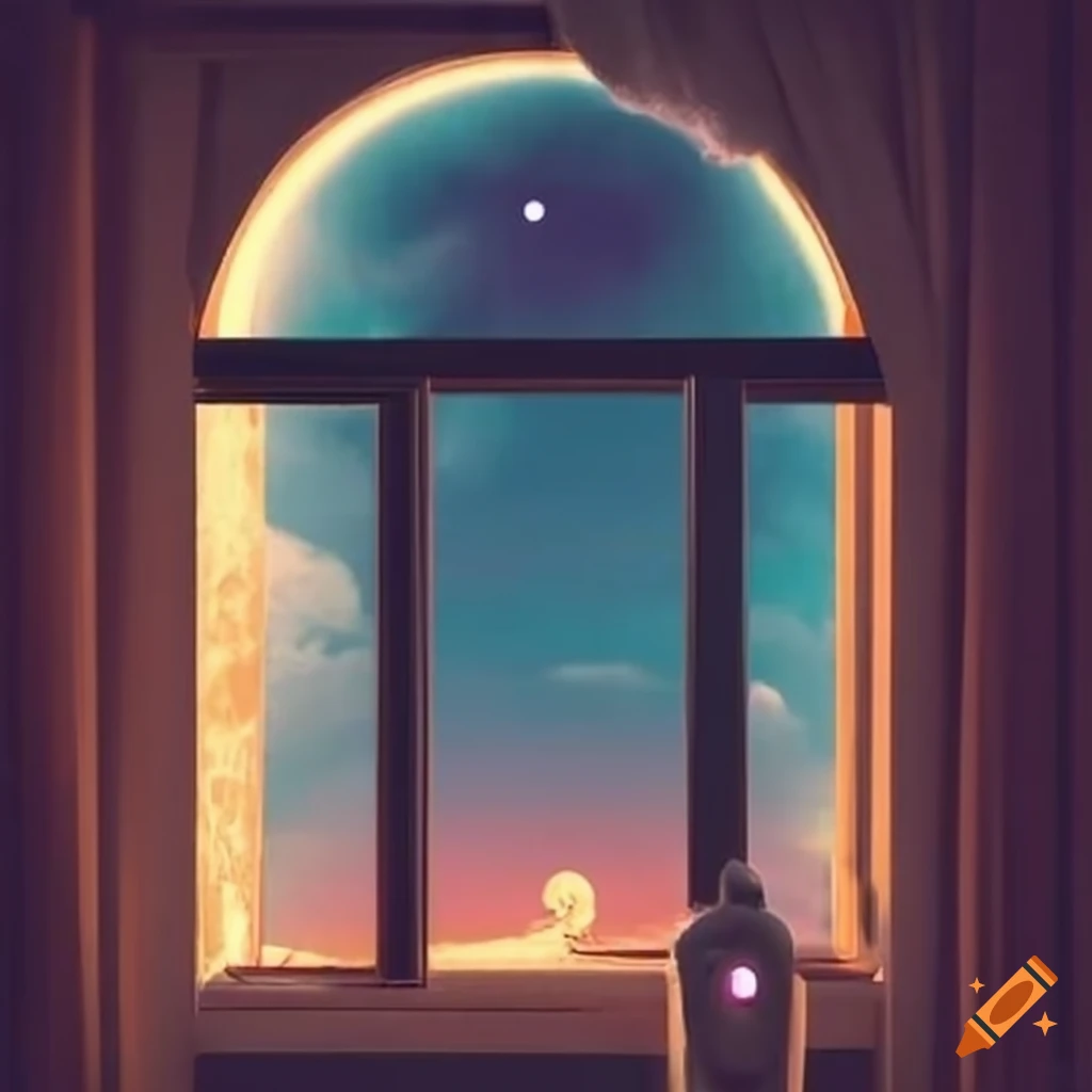 View of the moon from a bedroom window