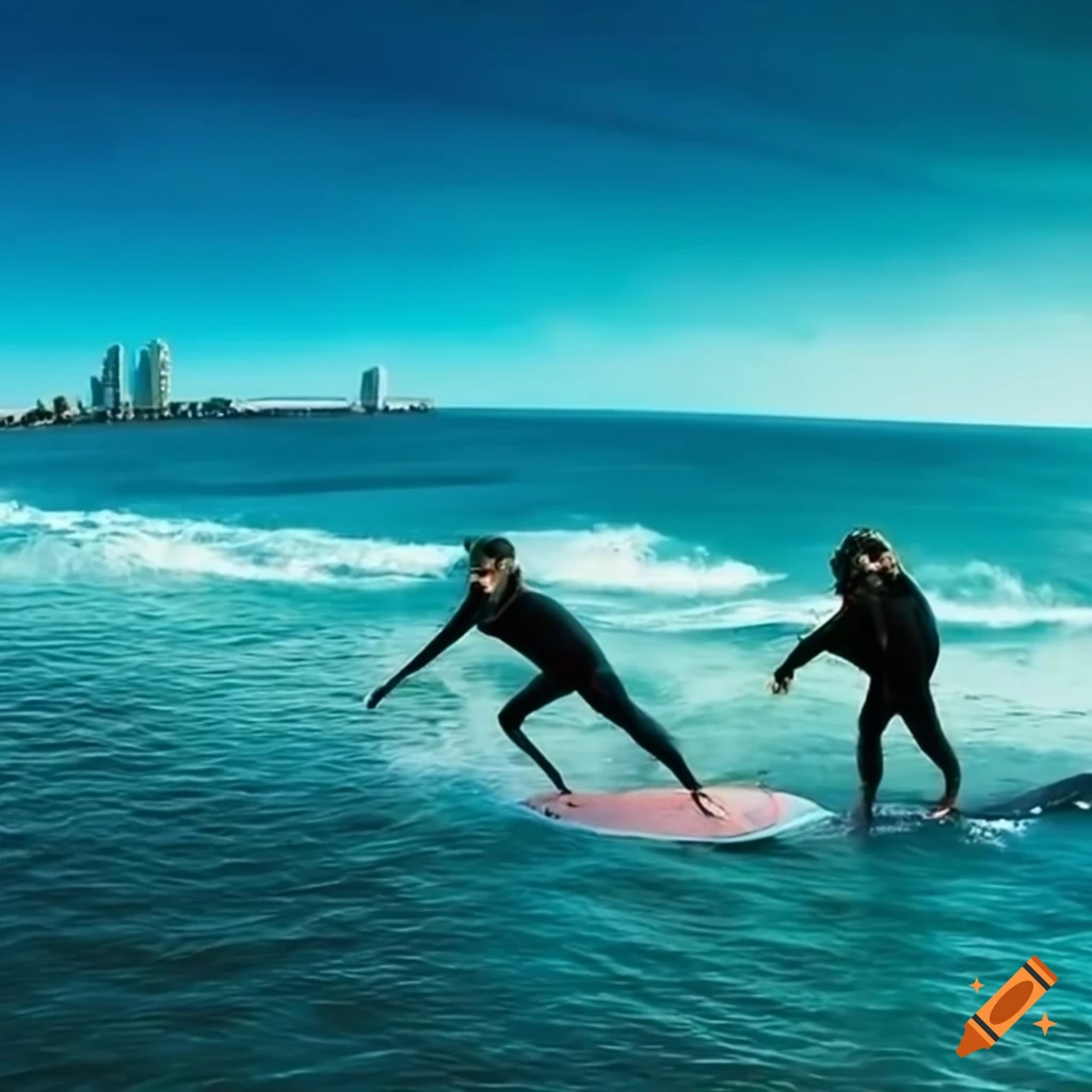 Alien surfers at the gold coast on Craiyon