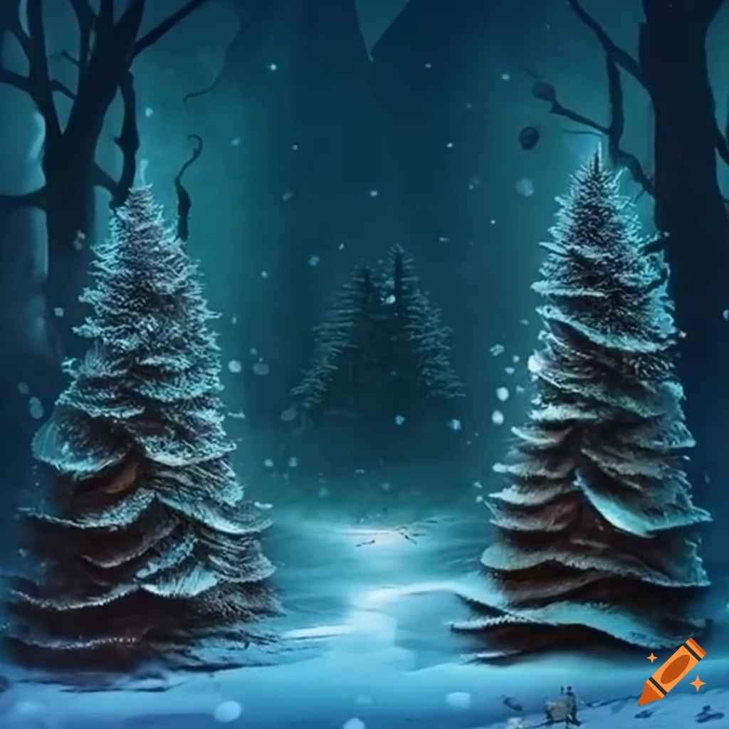 Festive christmas forest ideal for a holiday card on Craiyon