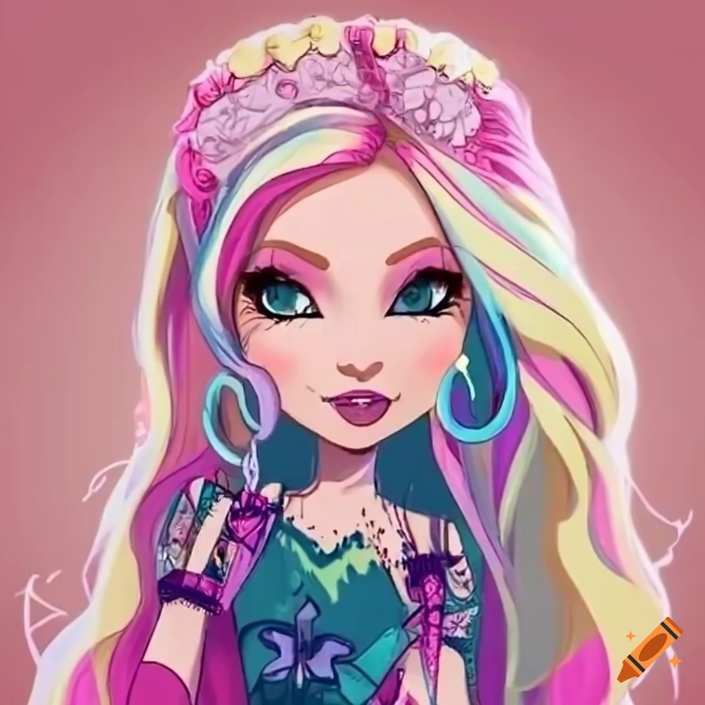 Avril Lavigne as a punk pink and blue princess in a magical kingdom on ...