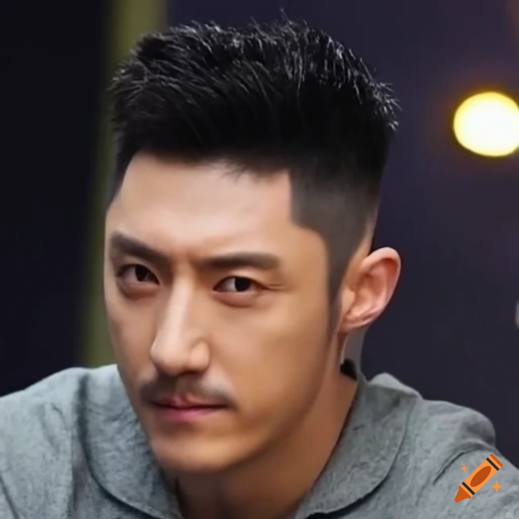 Johnny Huang Jingyu with masculine stubble beard and sideburns on Craiyon