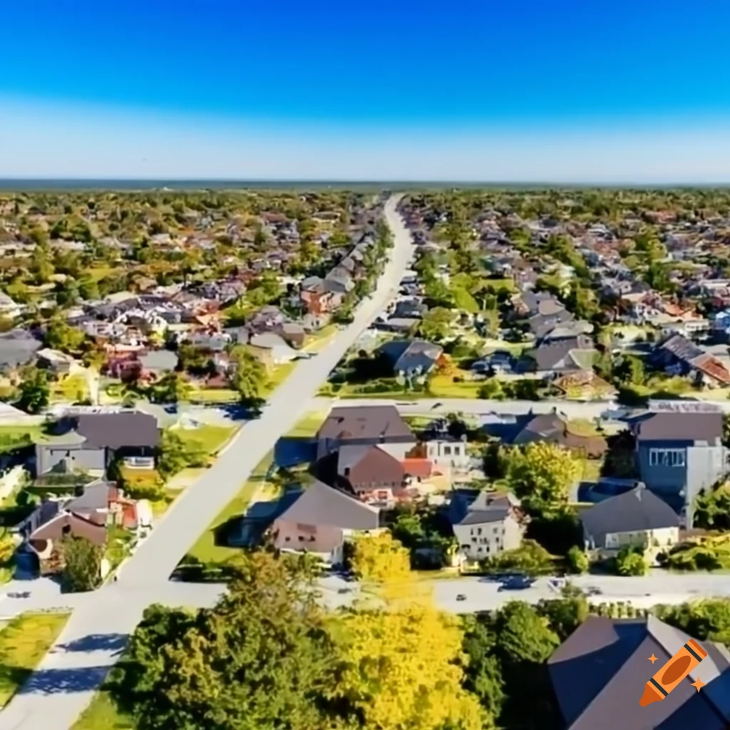 Sunny geometric suburbs view