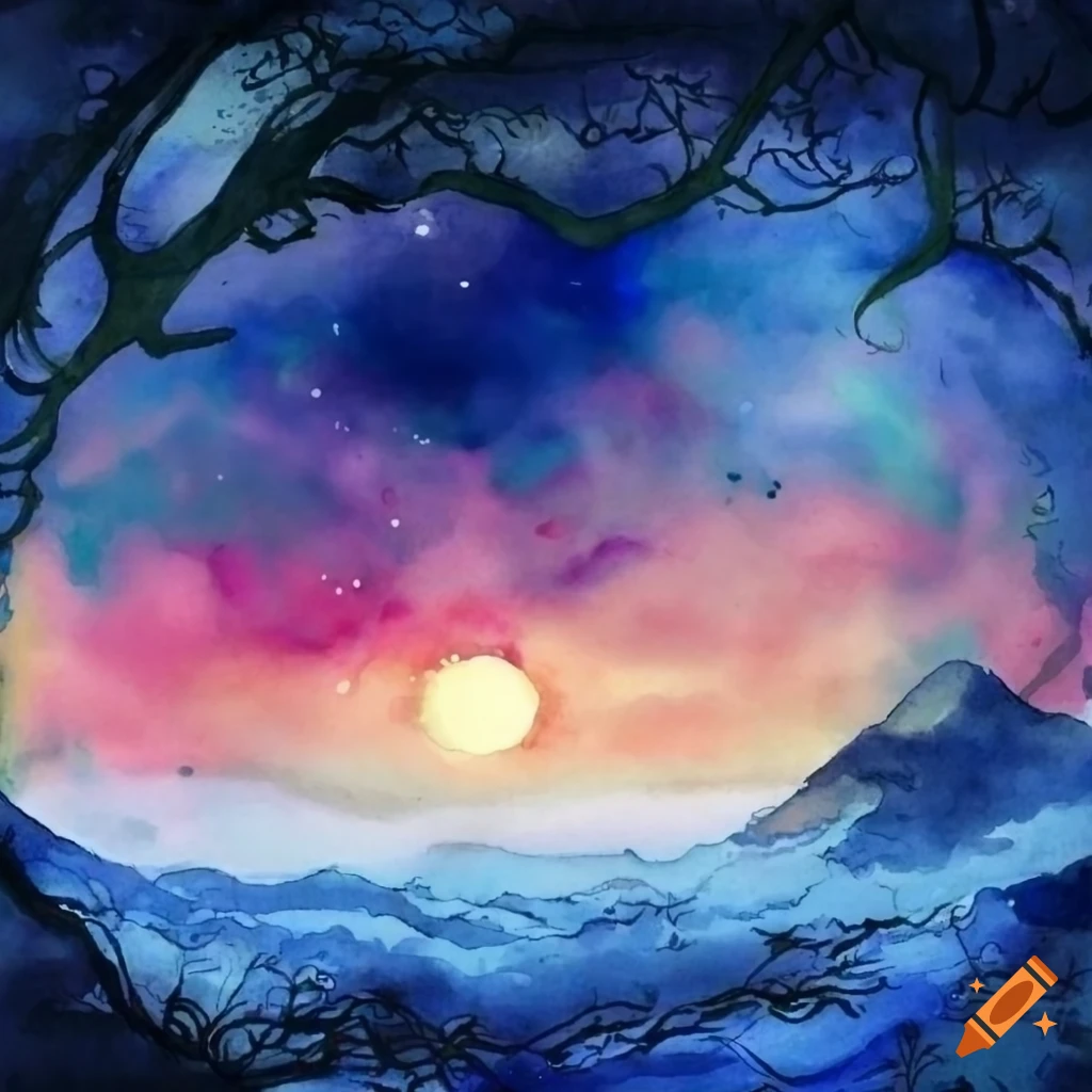 Eldritch and mystical landscape with a capricorn in the foreground on Craiyon