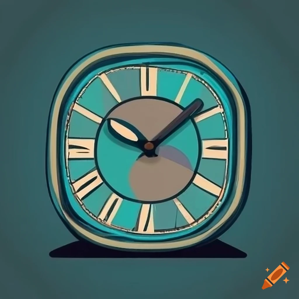 Modern retro style square desktop clock on Craiyon