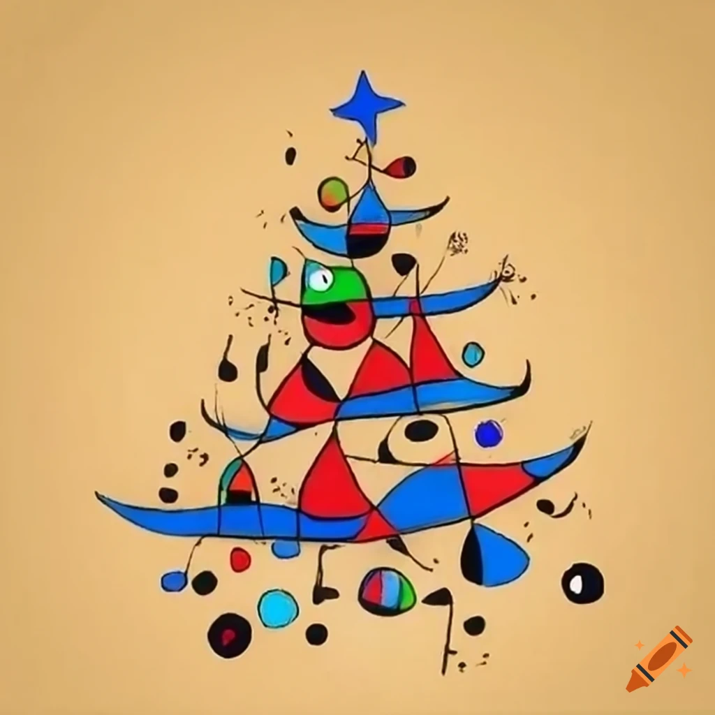 Artistic representation of a christmas tree inspired by joan miro on ...