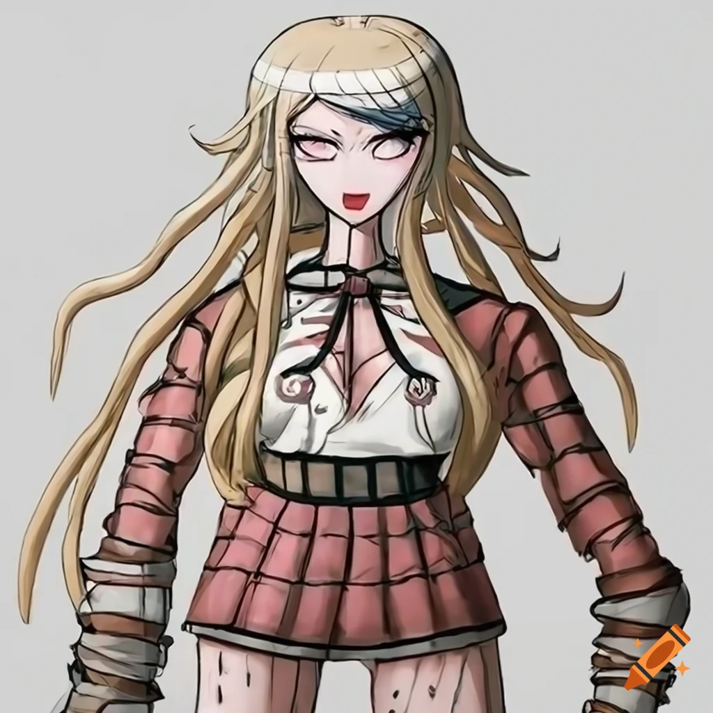 Tall warrior woman with blonde hair in ragged clothes