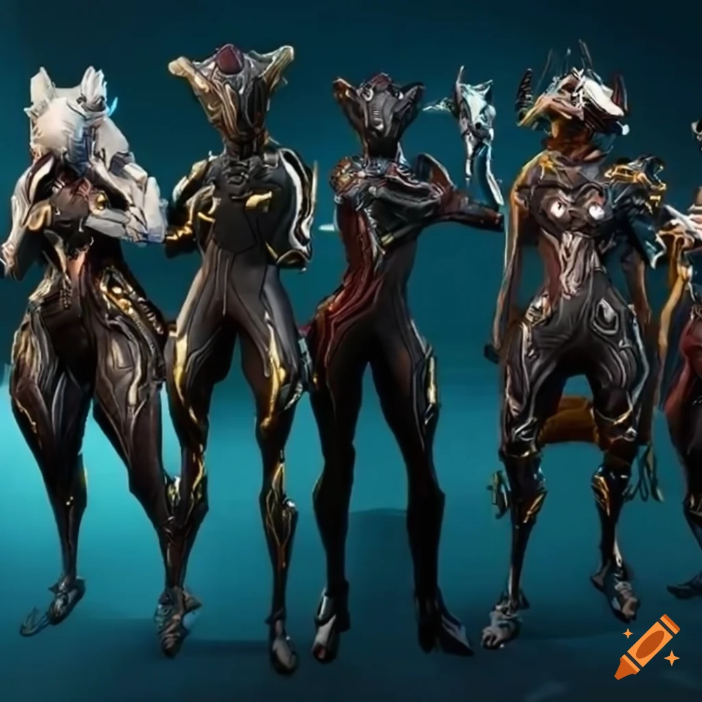 Clan group photo dressed as warframe in-game characters