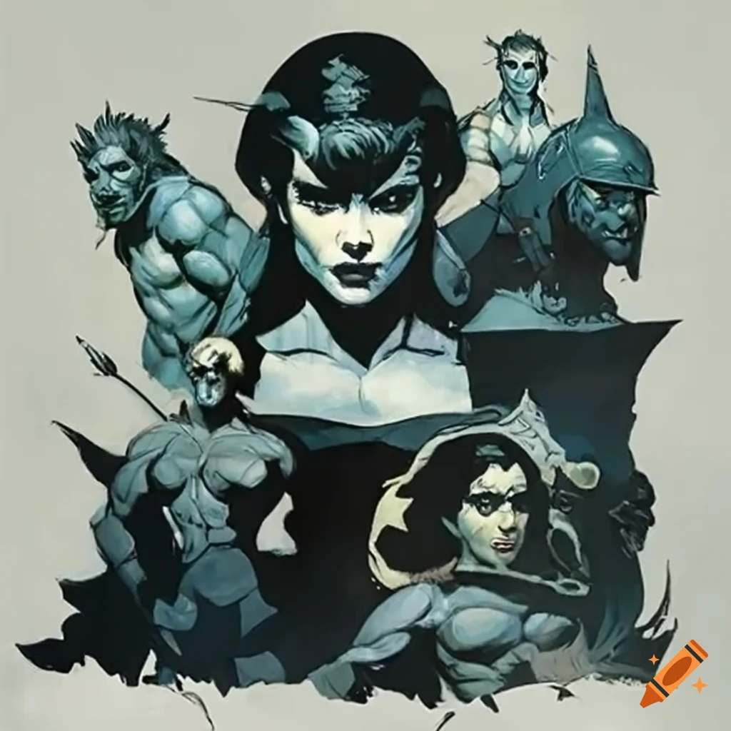 Compositional layout sketches featuring female characters by frank ...