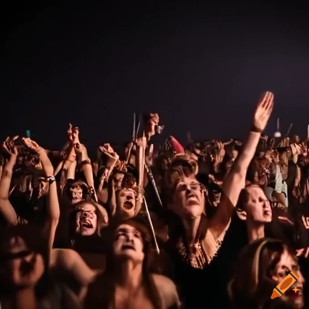 Large crowd enjoying a concert with engaging atmosphere