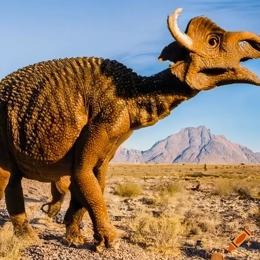 Protoceratops in arizona desert environment