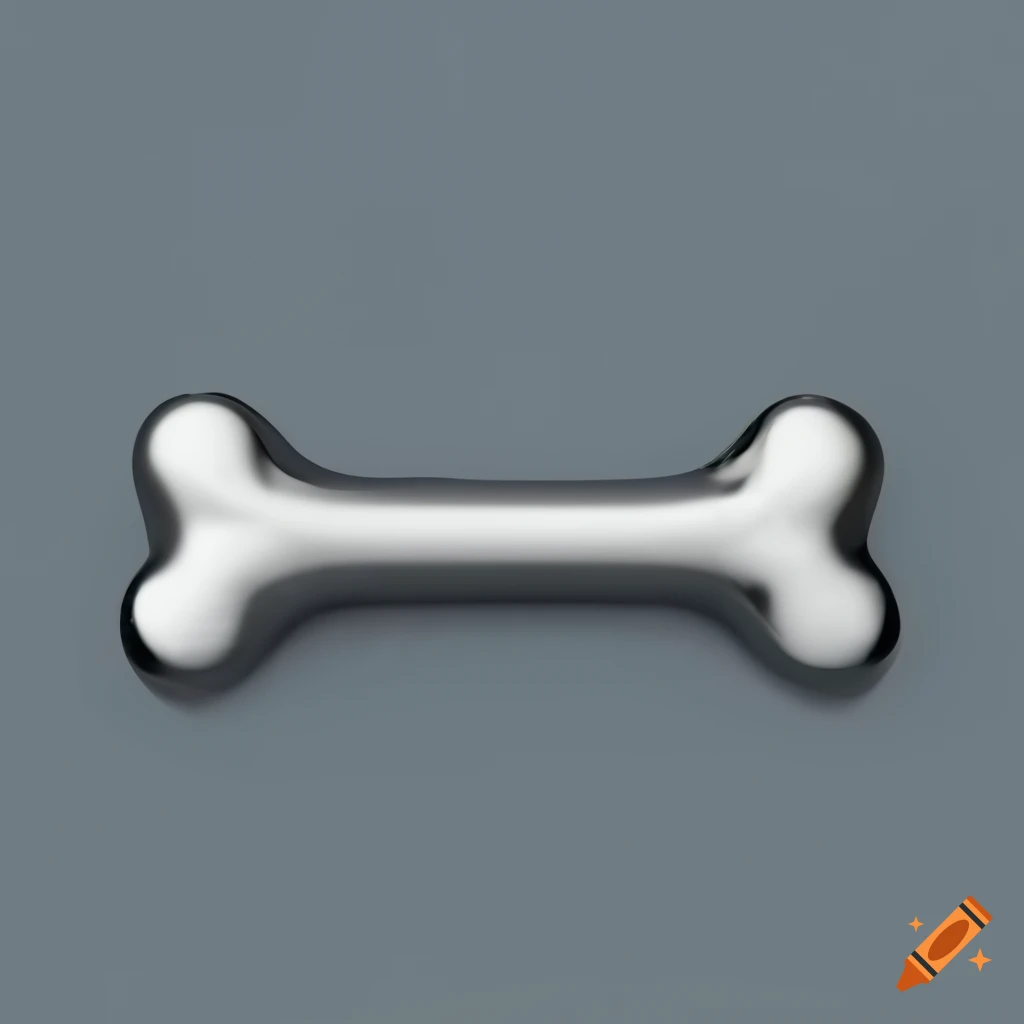 3d render of a chrome bone-shaped dog treat on Craiyon