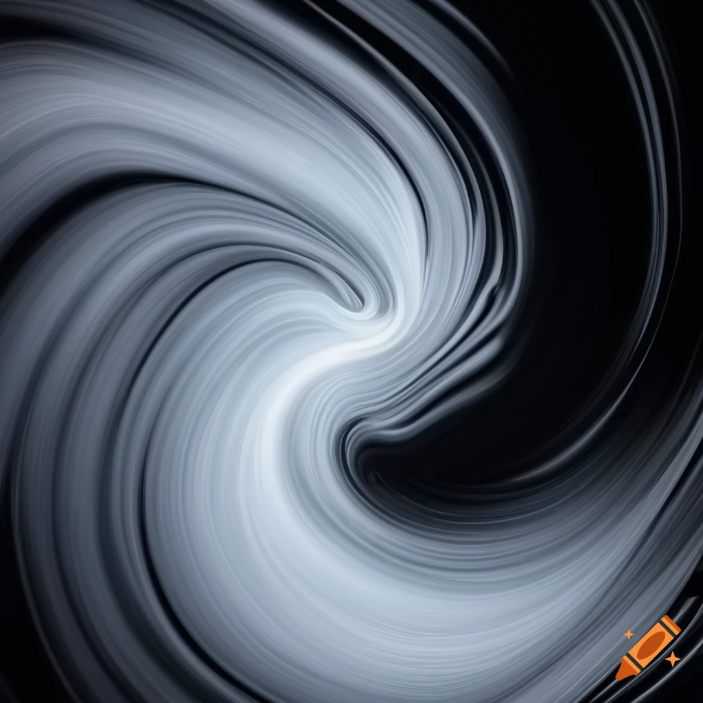 Abstract white swirl on subtle tone with pitch black background