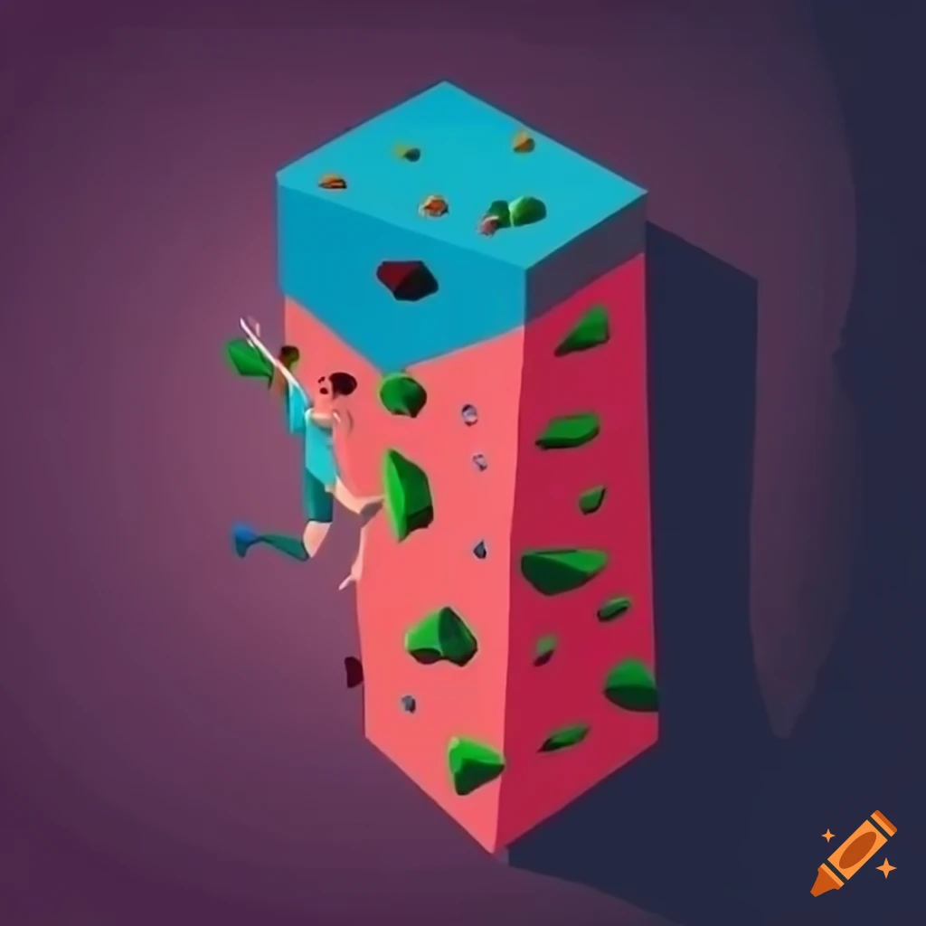 Young woman climbing a competition boulder wall