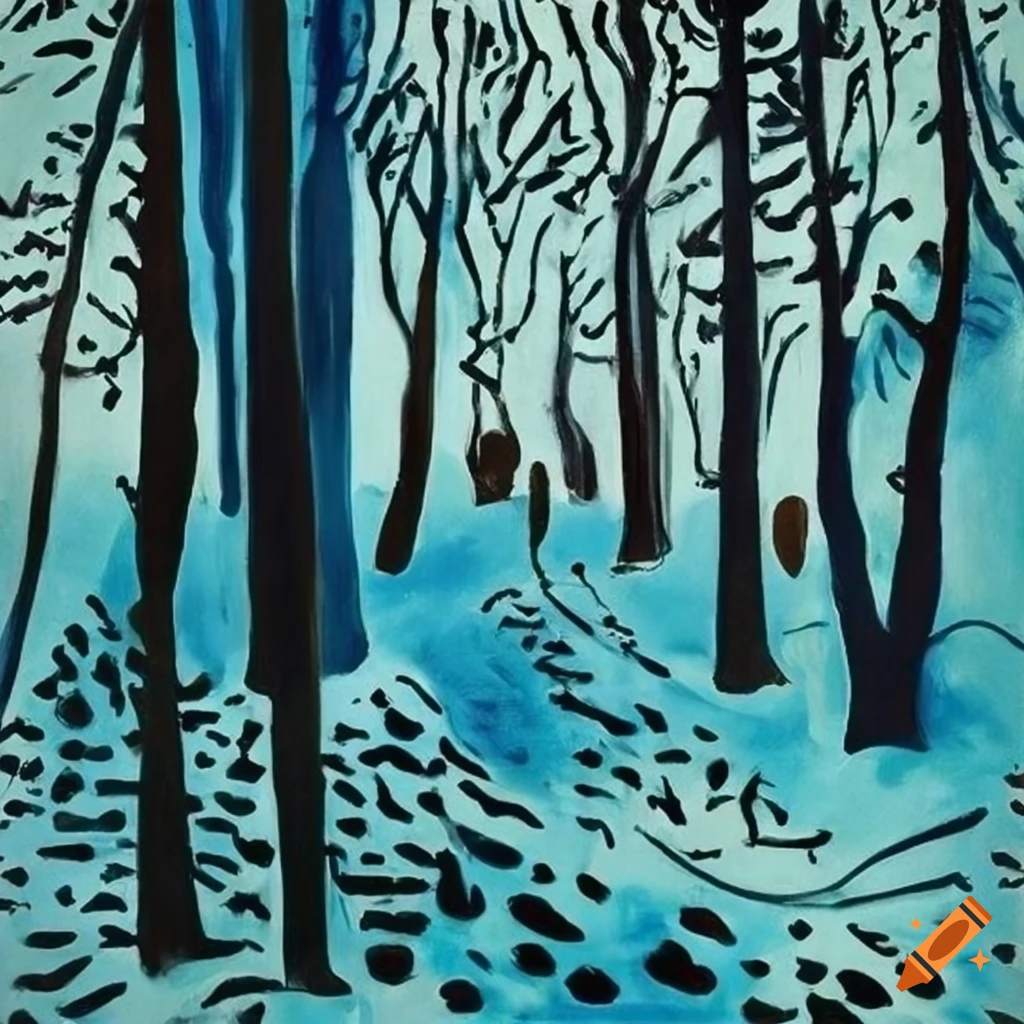 Chilly forest in the style of henri matisse