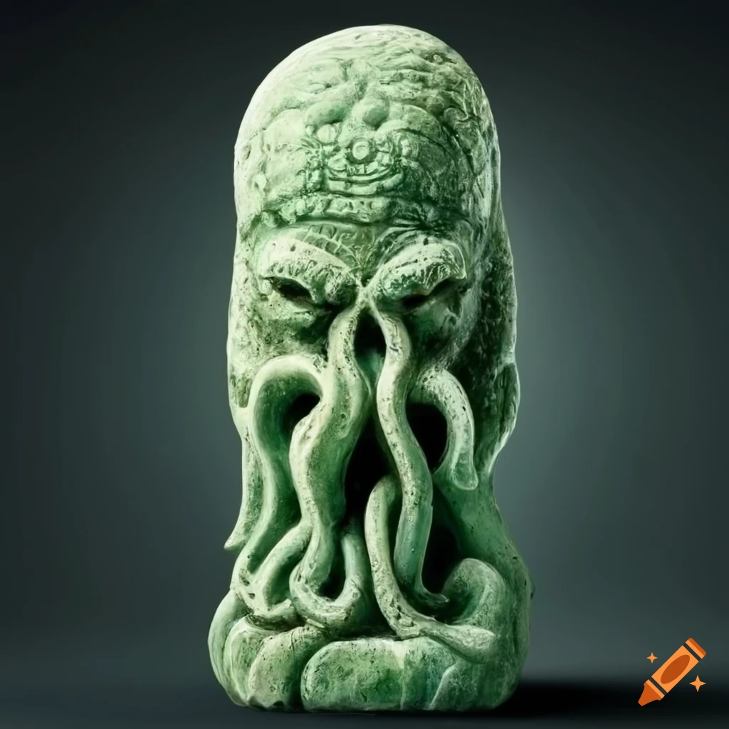 Green stone carving of cthulhu