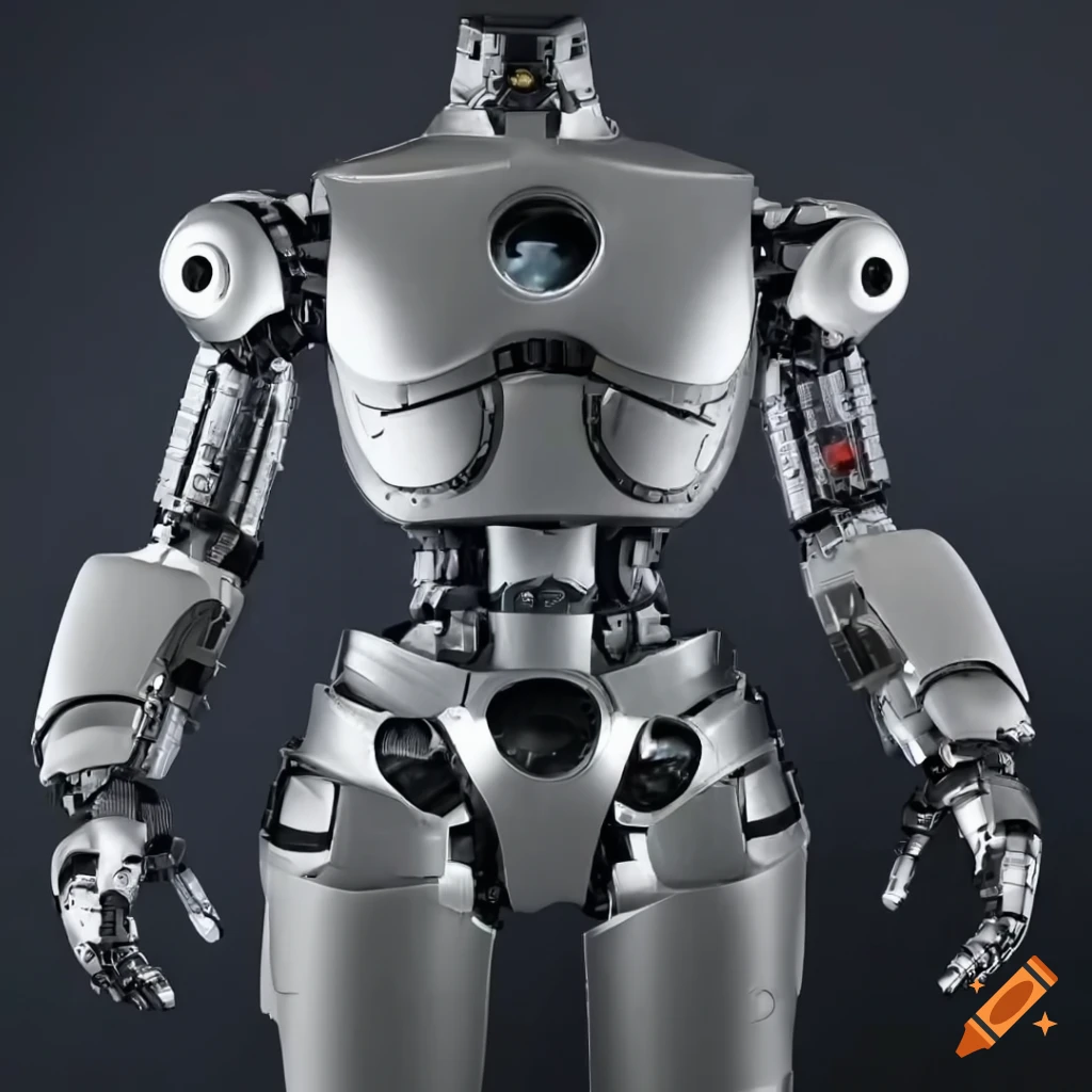 Giant headless humanoid robot in space with dramatic lighting on Craiyon