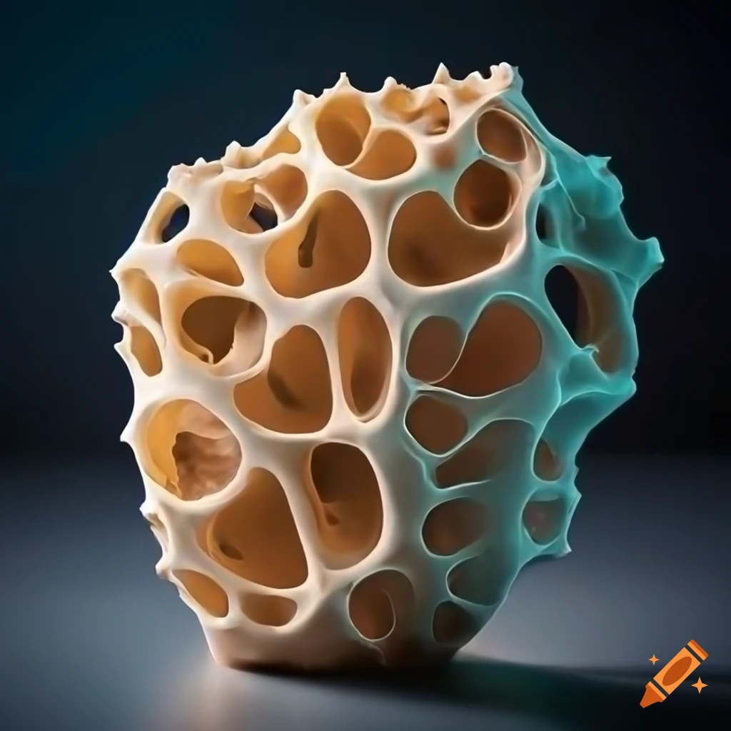 Voronoi spongiform mandelbulb structure on laboratory table on Craiyon