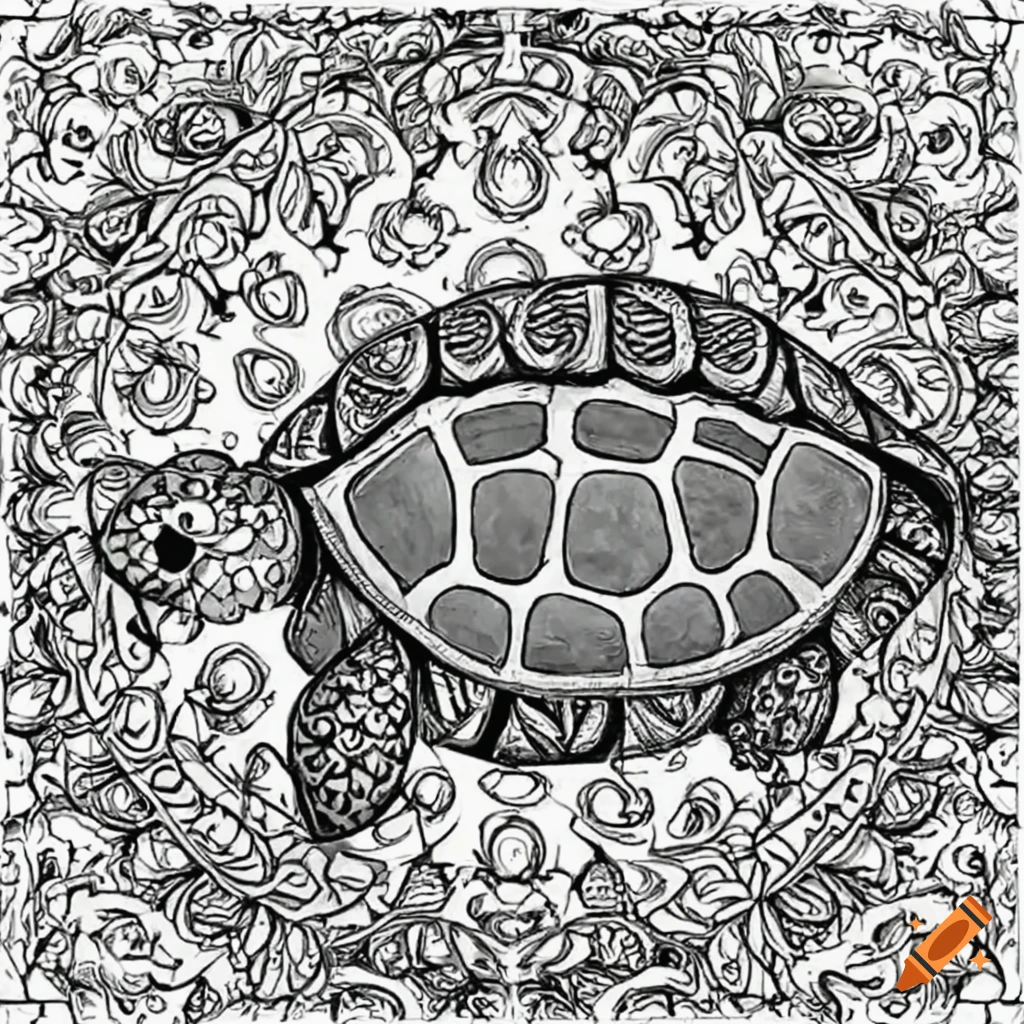 Cute turtle mandala for coloring on Craiyon