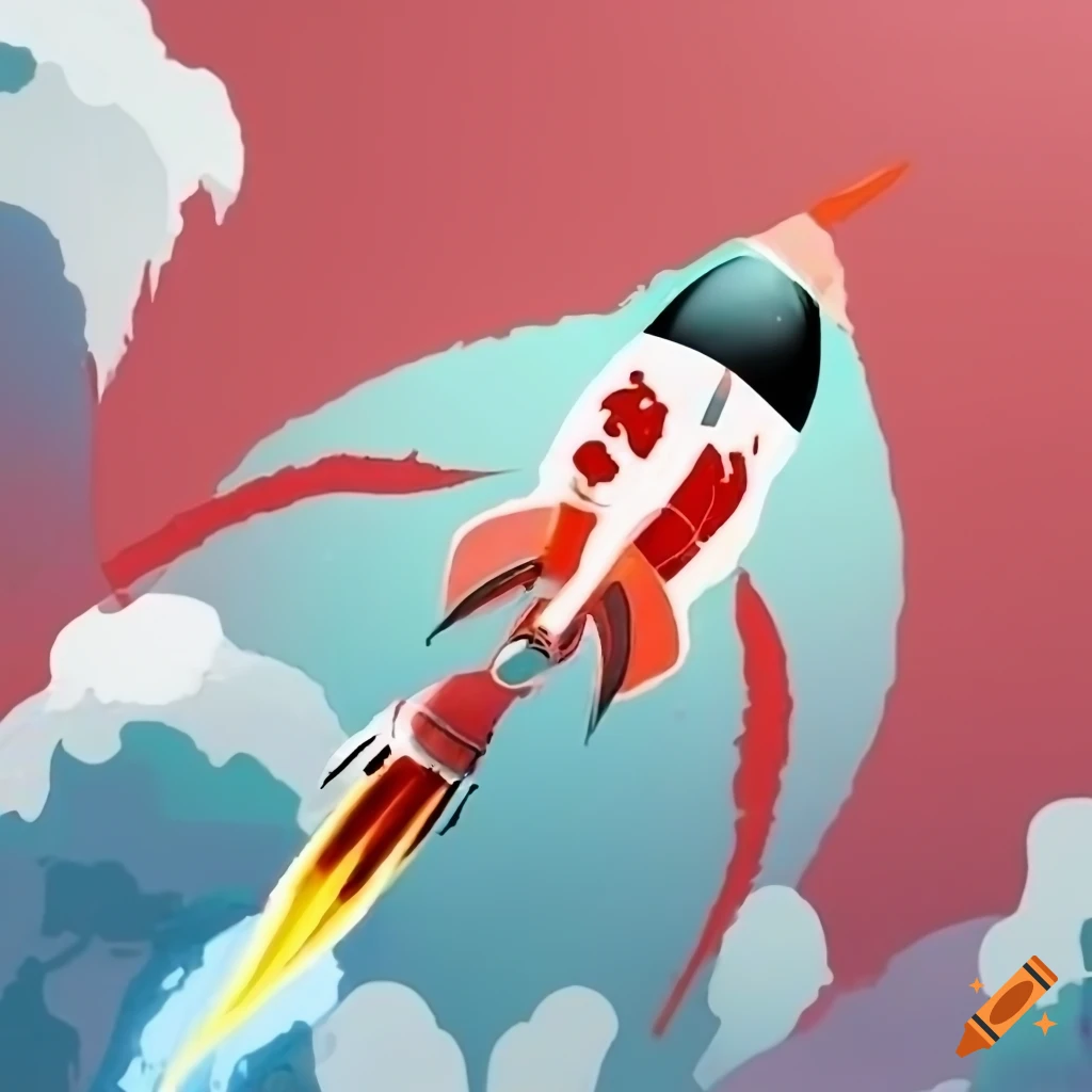 Rocket launch in a futuristic red-themed website on Craiyon