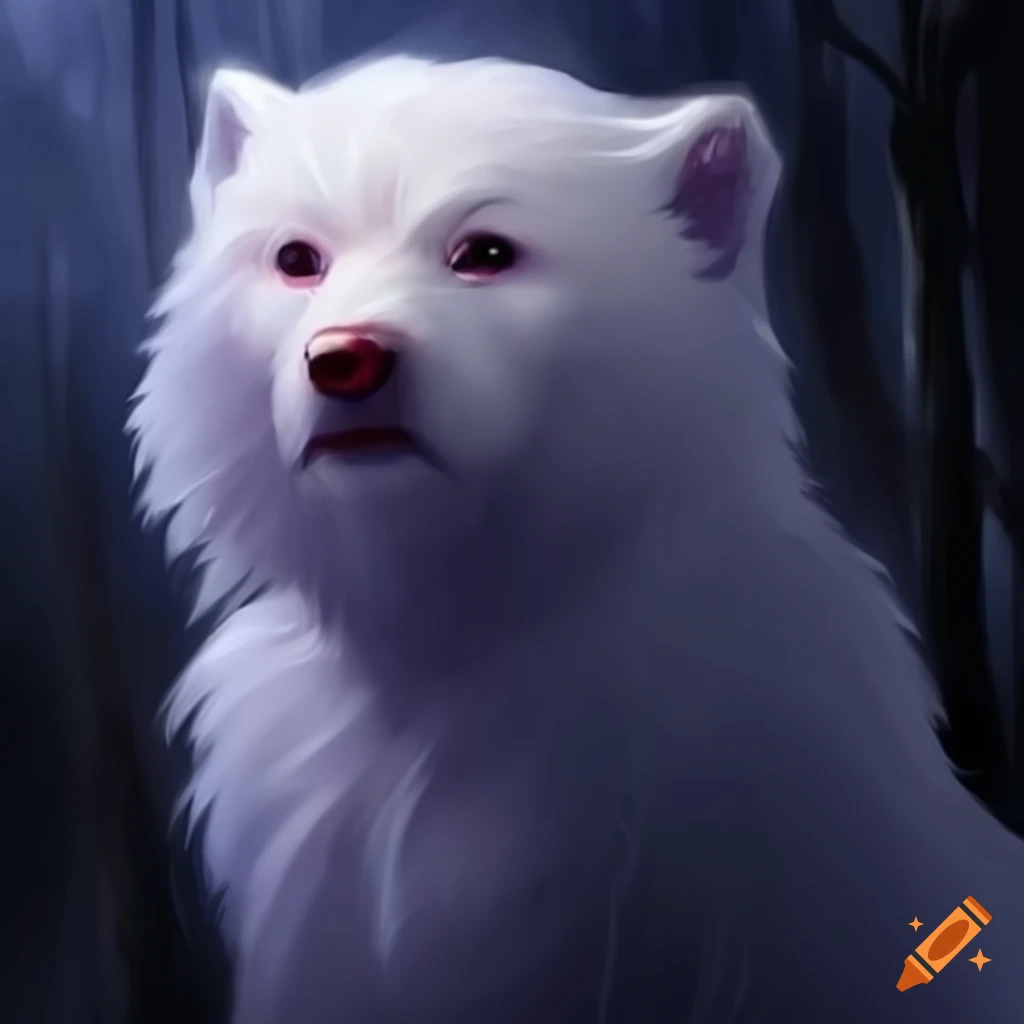 Cute angelic albino werewolf bear