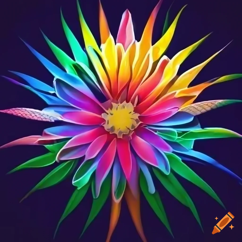 Colorful abstract floral design with geometric elements on Craiyon