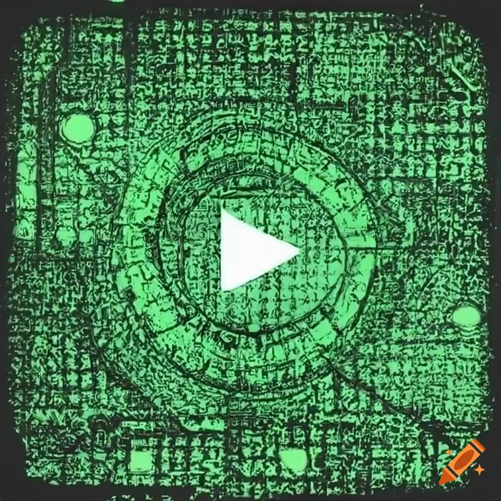 Youtube logo in matrix style green