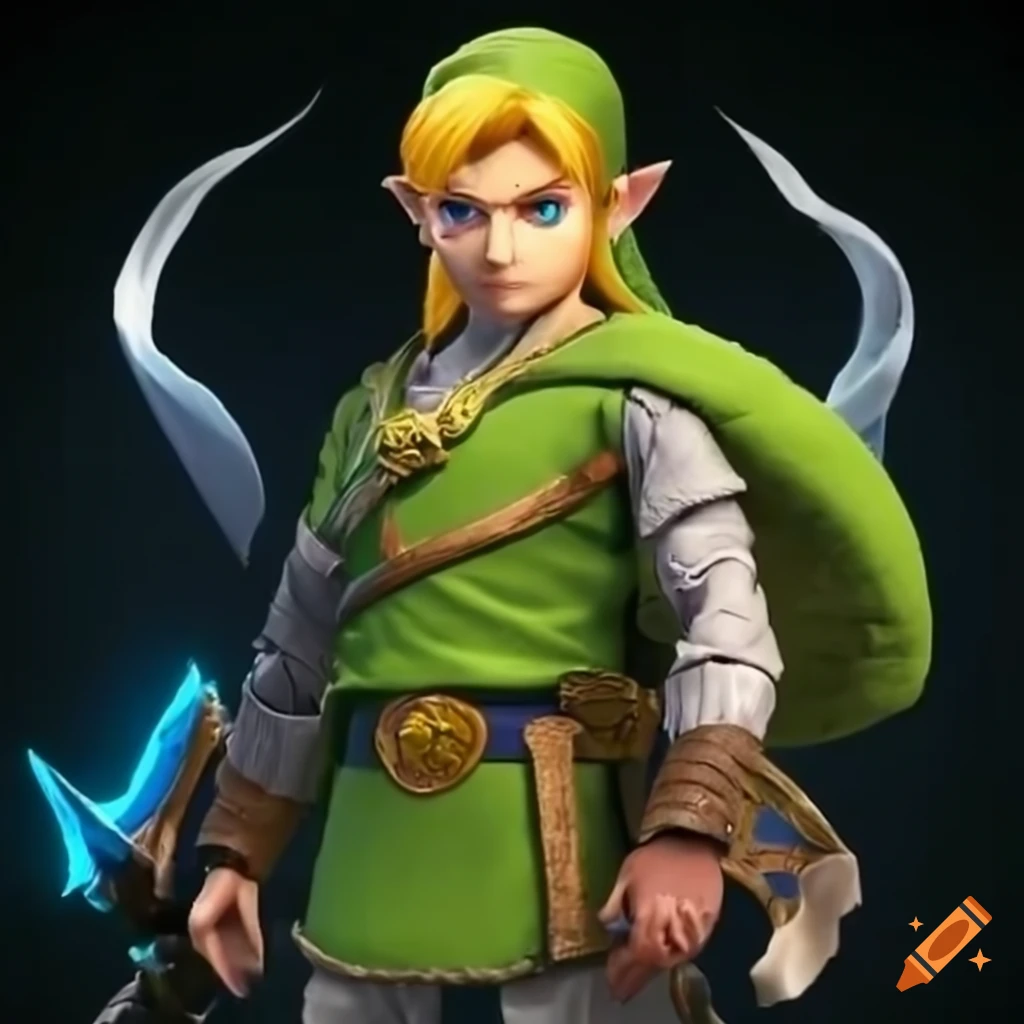 Link the legend battling a mythical beast in high resolution on Craiyon