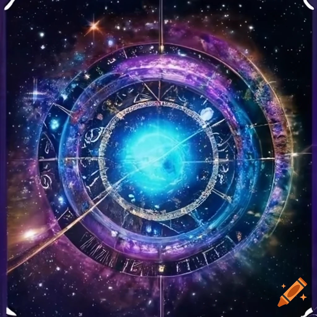 Cosmic clock representing 14 billion years of universe's age