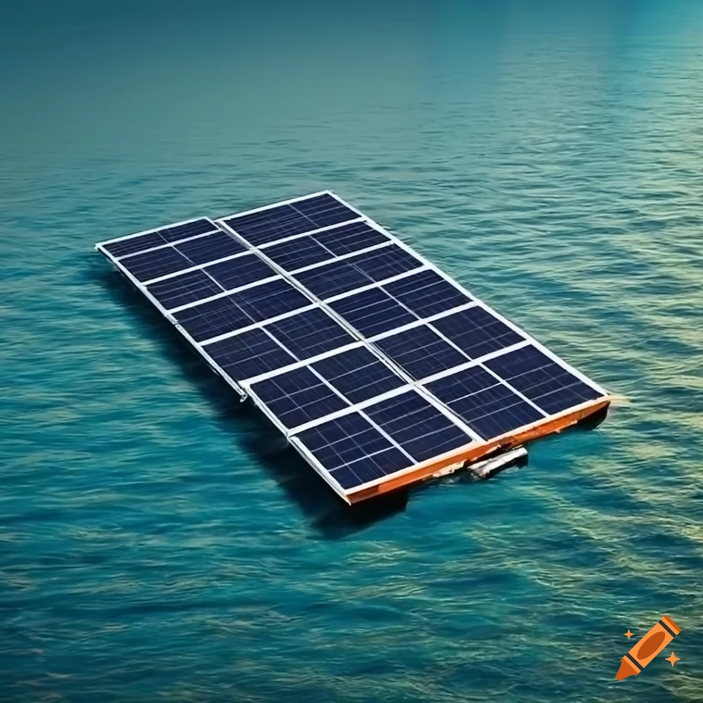 Floating solar farm on water on Craiyon