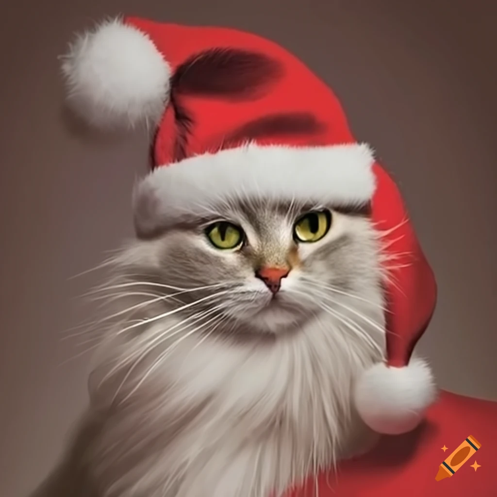 Santa claus cat illustration on Craiyon