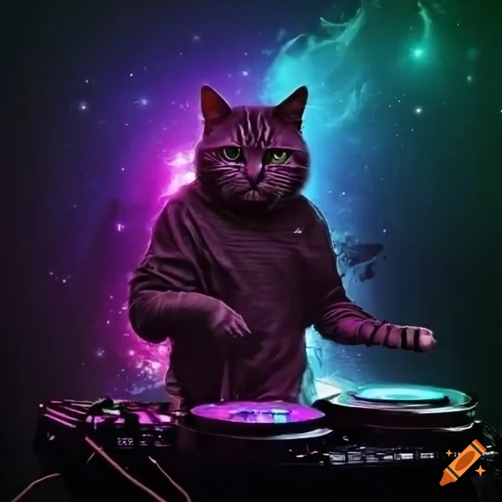 Cat dj in space on Craiyon