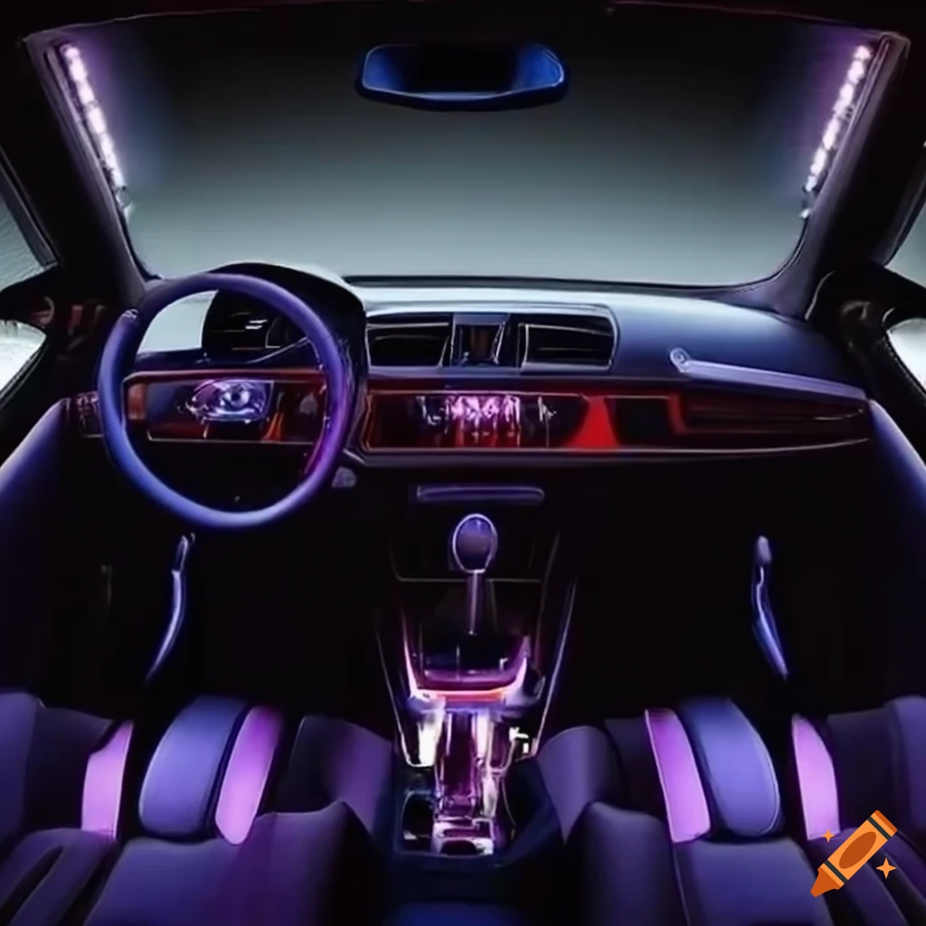 Car interior with modifications, led, screen on Craiyon