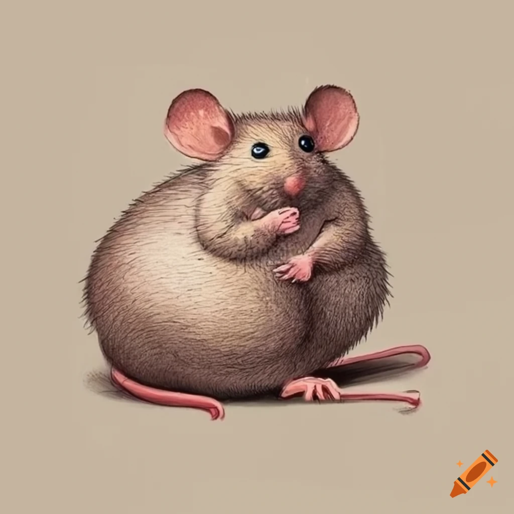 Scientific drawing of an overweight mouse