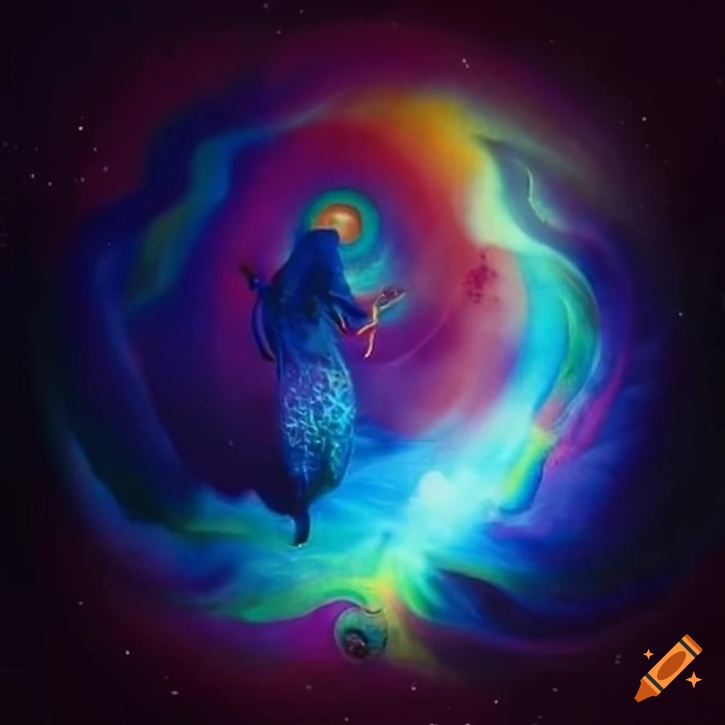 Technicolor depiction of celestial figures on Craiyon