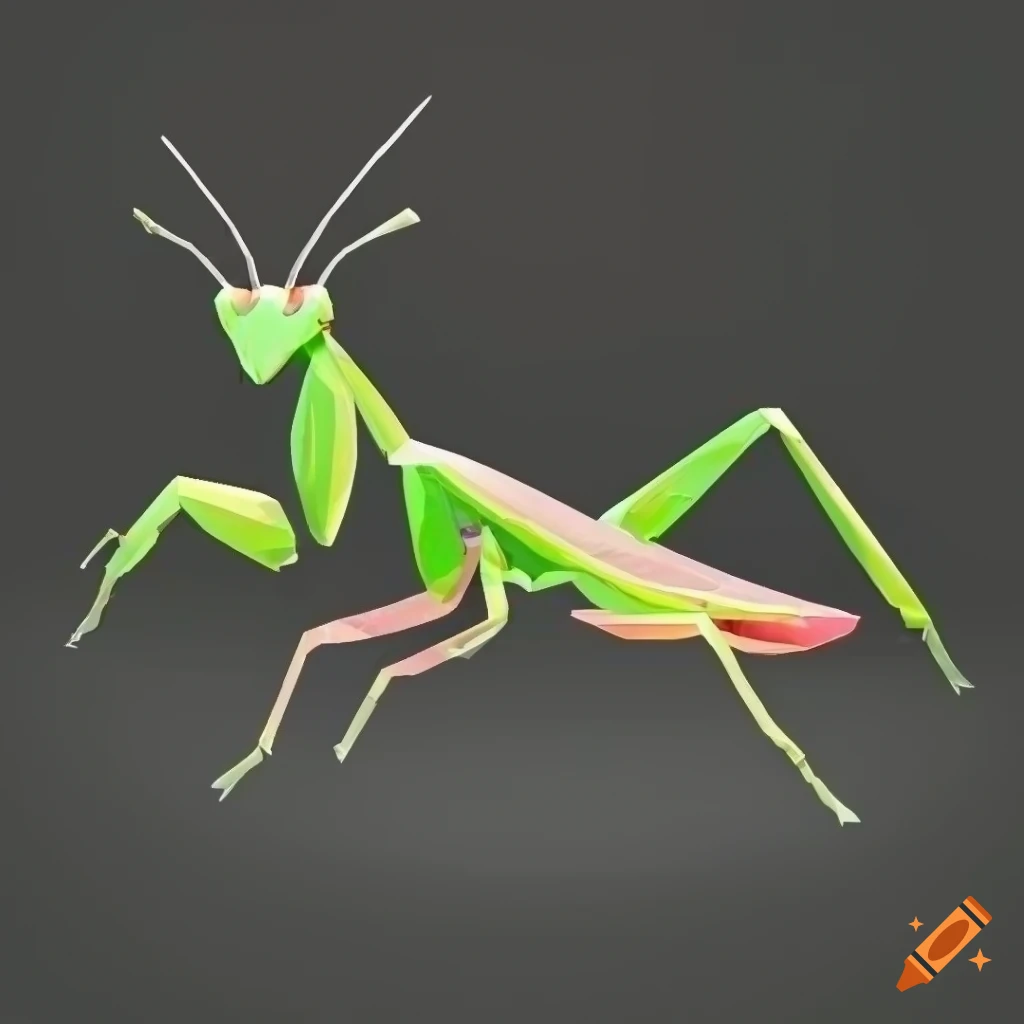 Low poly praying mantis logo
